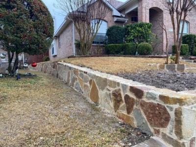 Replaced Crosstie Wall with Milsap Stone White Mortar