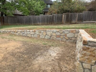 Replaced Crosstie Wall with Milsap Stone in Bedford TX