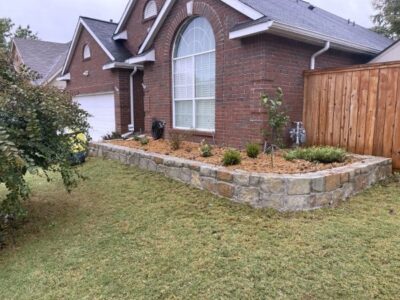Replaced a cross tie wall with a milsap stone in Carrollton Texas - DFW ...