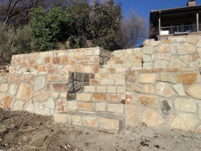 Replaced 3 Tier Wall System from Crosstie to Milsap Stone