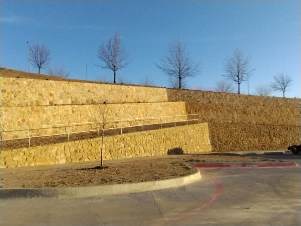 Rebuild Large Failed Stone Retaining Wall in Burleson, Texas